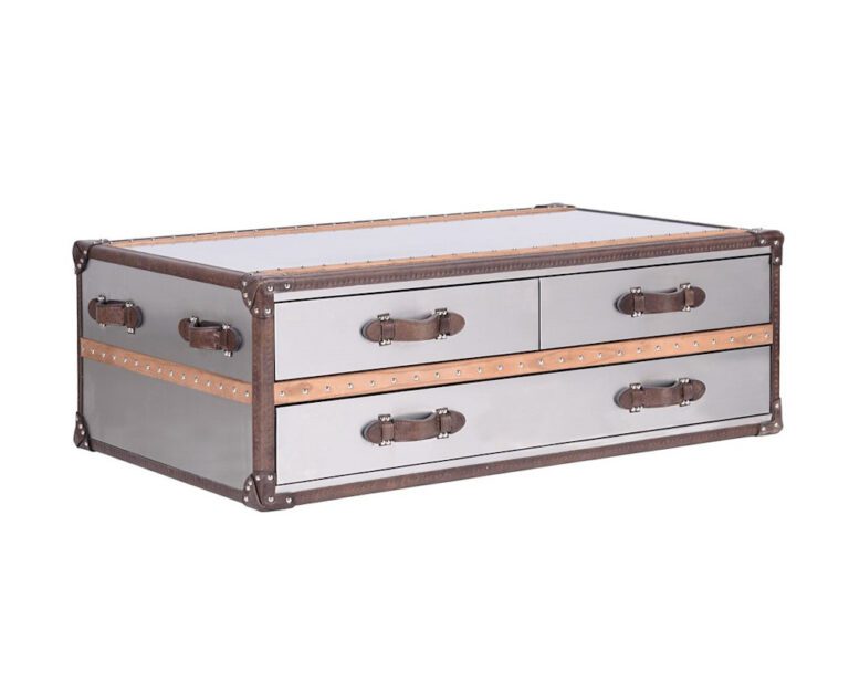Stonyhurst Large Coffee Table – Brushed Steel - Coffee Tables | Refined ...